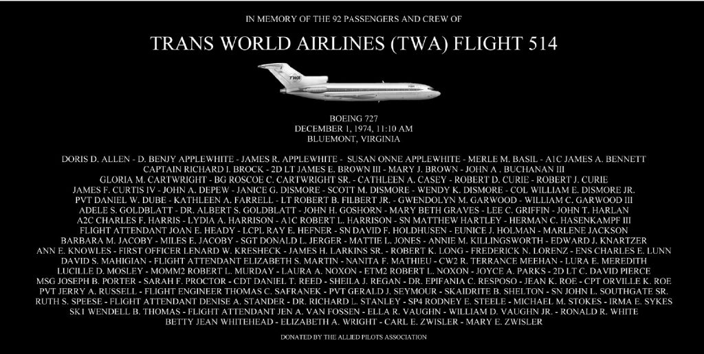 In Memory of Trans World Airlines (TWA) Flight 514 – Bluemont Heritage